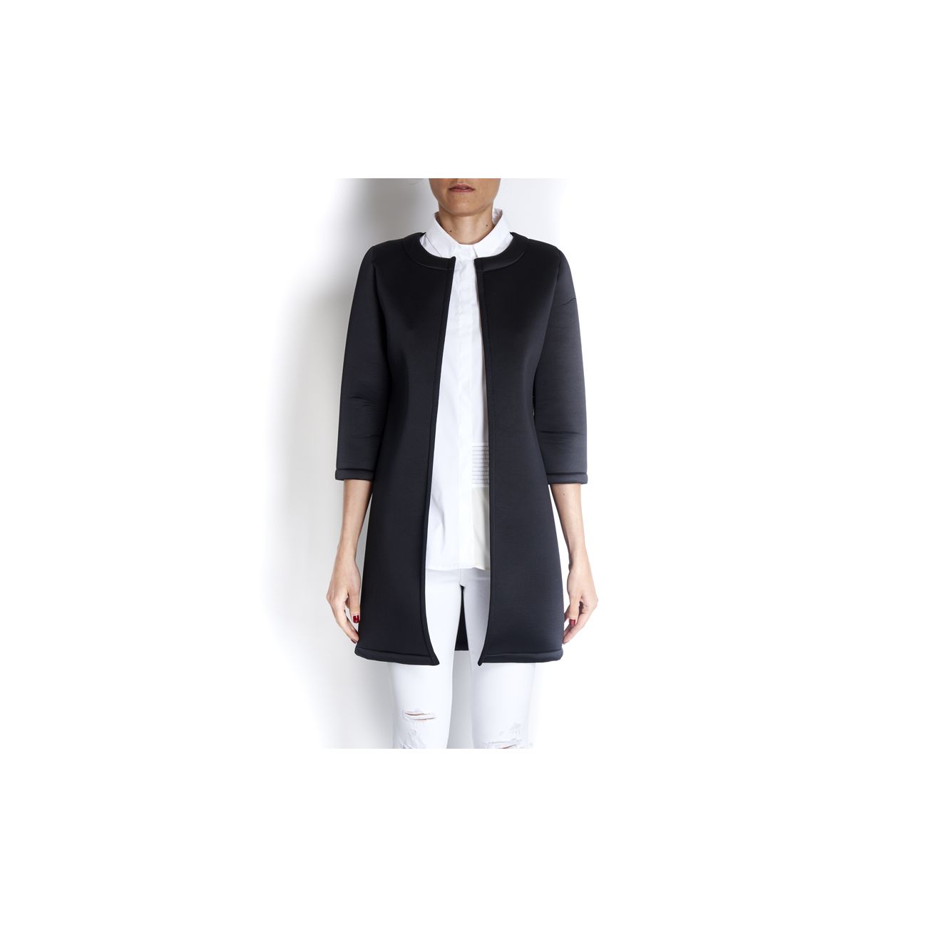 ES' GIVIEN ES' GIVIEN SPOLVERINO DONNA IN NEOPRENE BLACK | Mascheroni Moda ES' GIVIEN ES' GIVIEN SPOLVERINO DONNA IN NEOPRENE BLACK | Mascheroni Moda